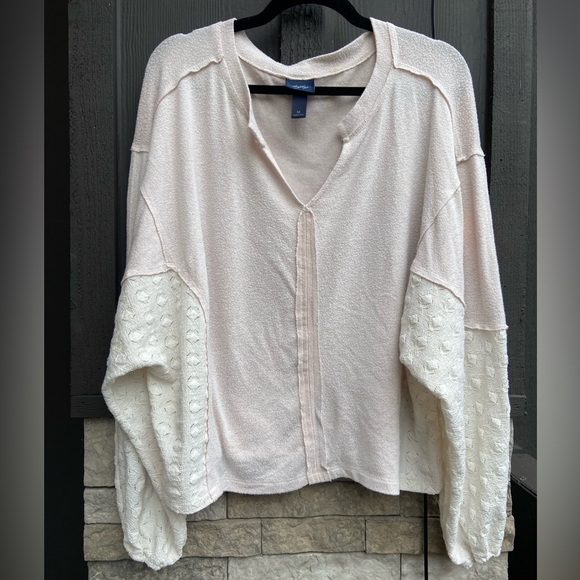 Daytrip | Tops | Daytrip Cream Neutral Textured Pieced Knit Top | Poshmark